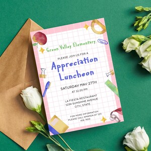 Appreciation Luncheon Invitation Template, Grateful Teacher Invitation ...