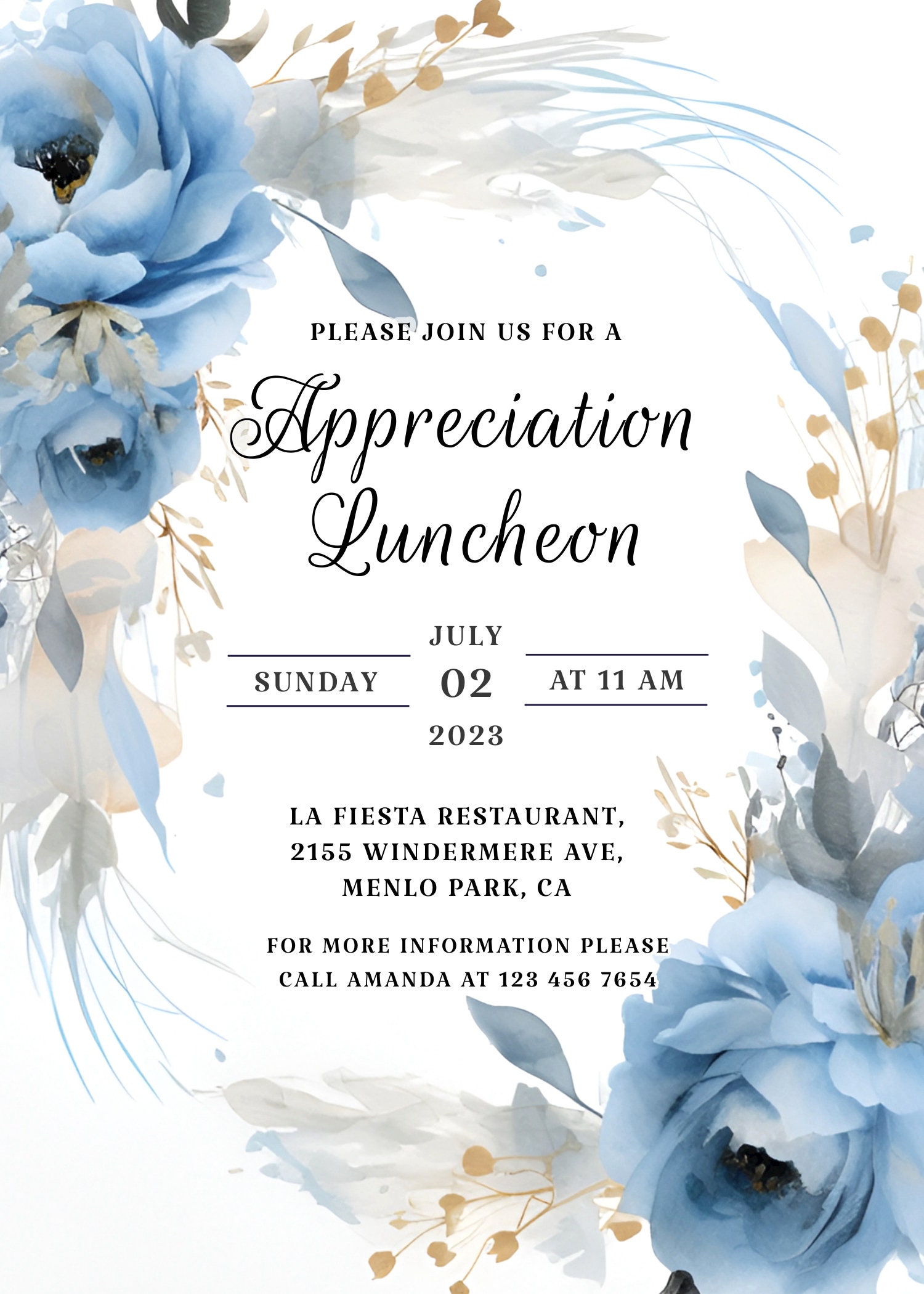 Appreciation Luncheon Invitation Template, Grateful Teacher Invitation ...