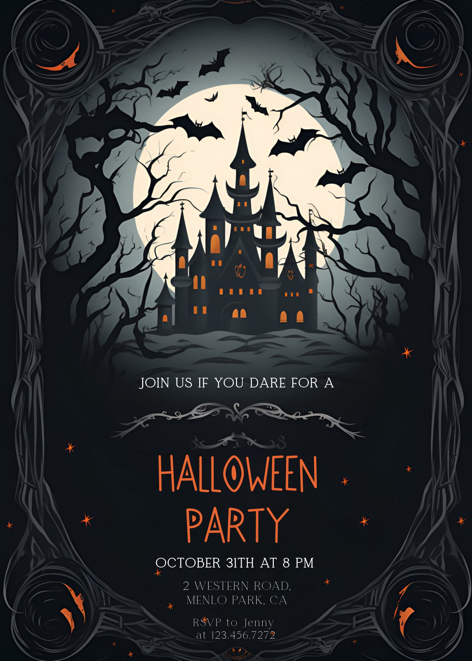 Halloween Invitation Editable Template, Haunted House Halloween Costume ...