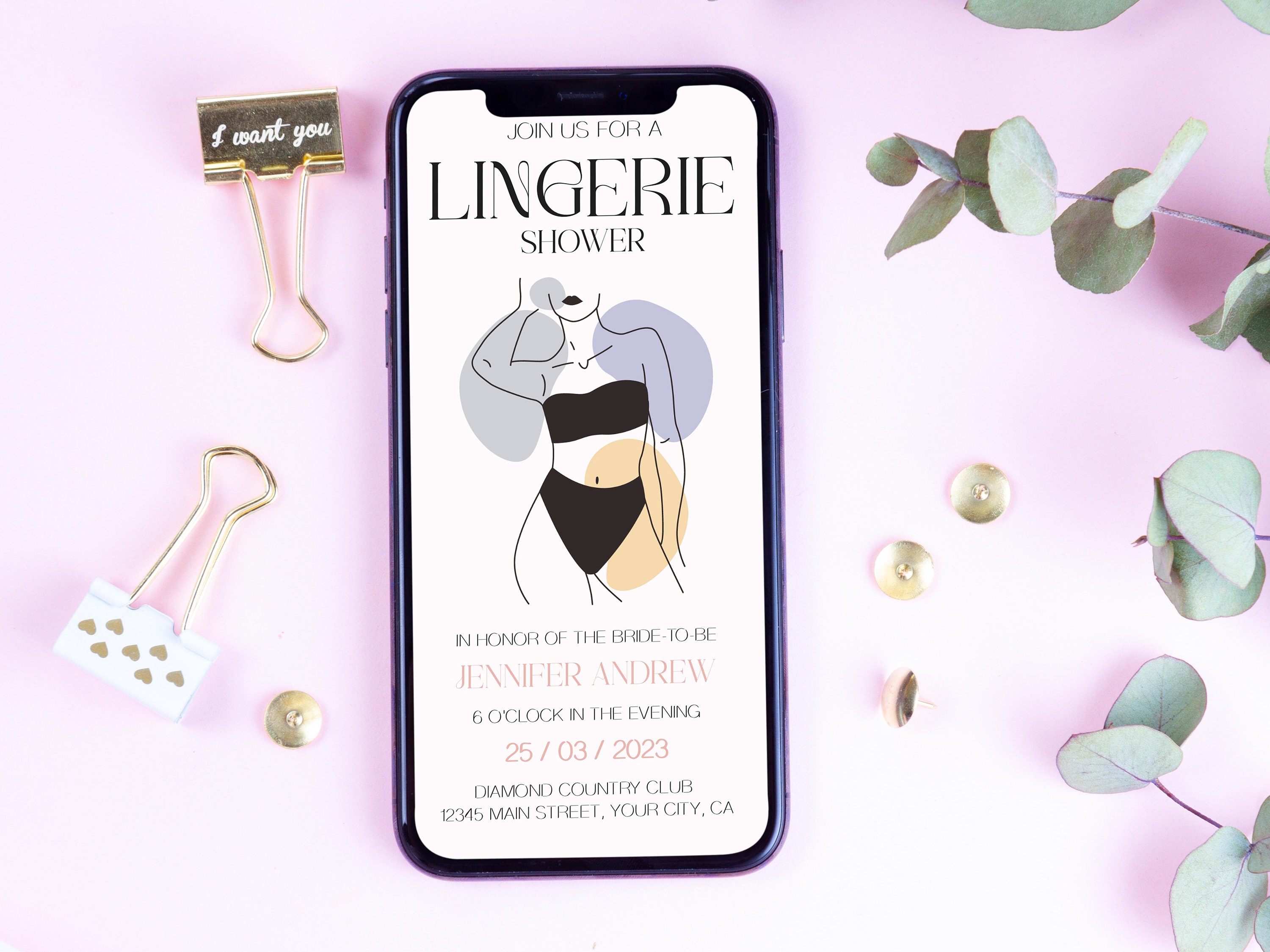 Digital Lingerie Shower Invitation Template, Bridal Shower Mobile ...