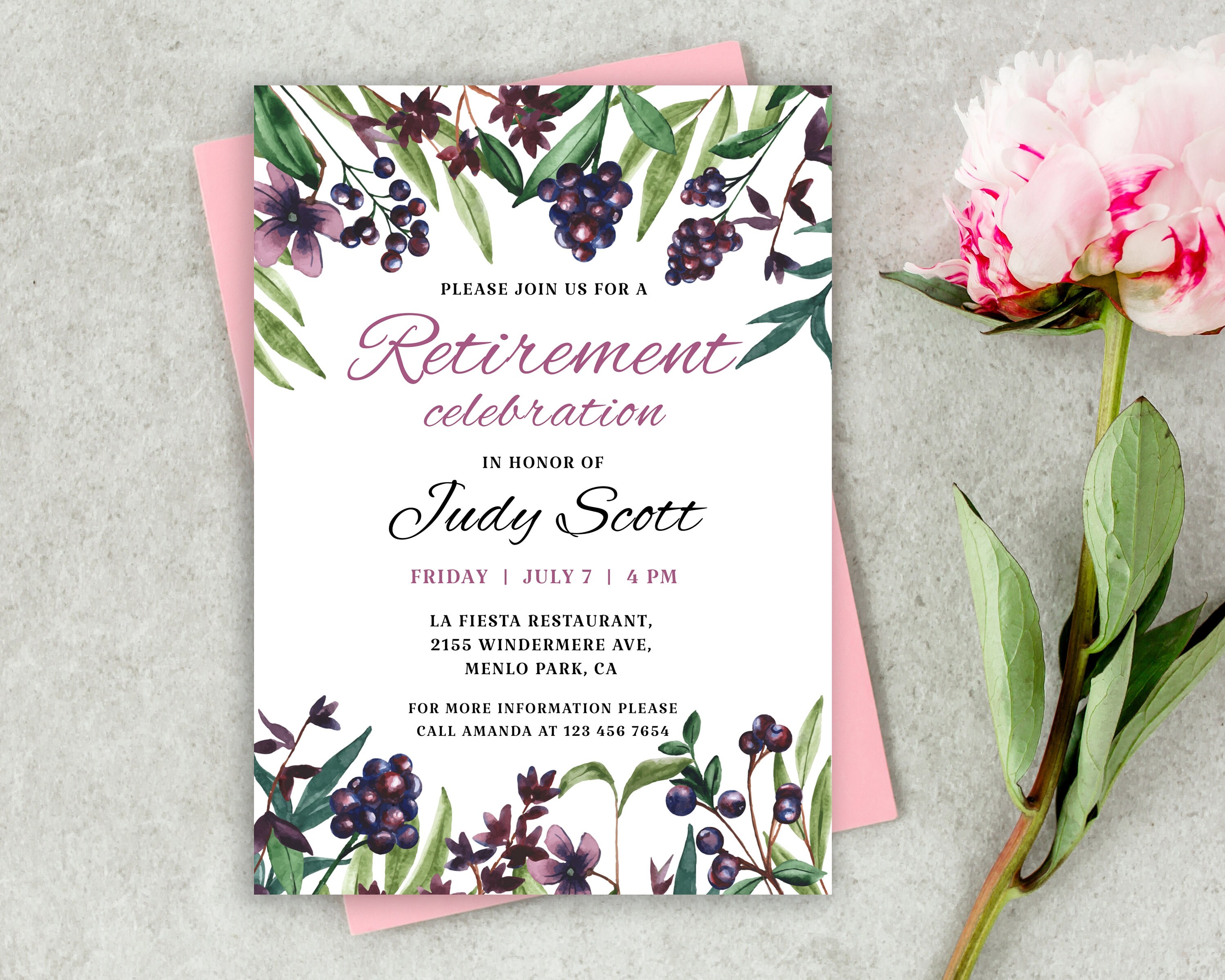 Plantilla editable de invitación de jubilación, Invitación digital de fiesta de jubilación ...