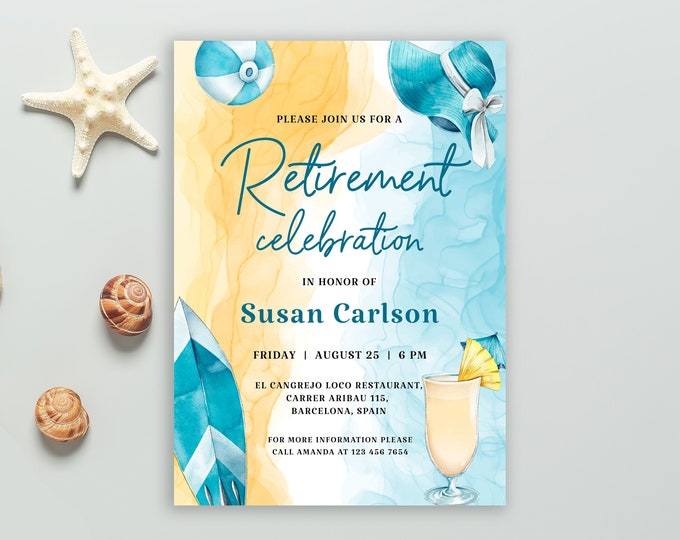 Retirement Invitation Editable Template, Retirement Party Digital ...