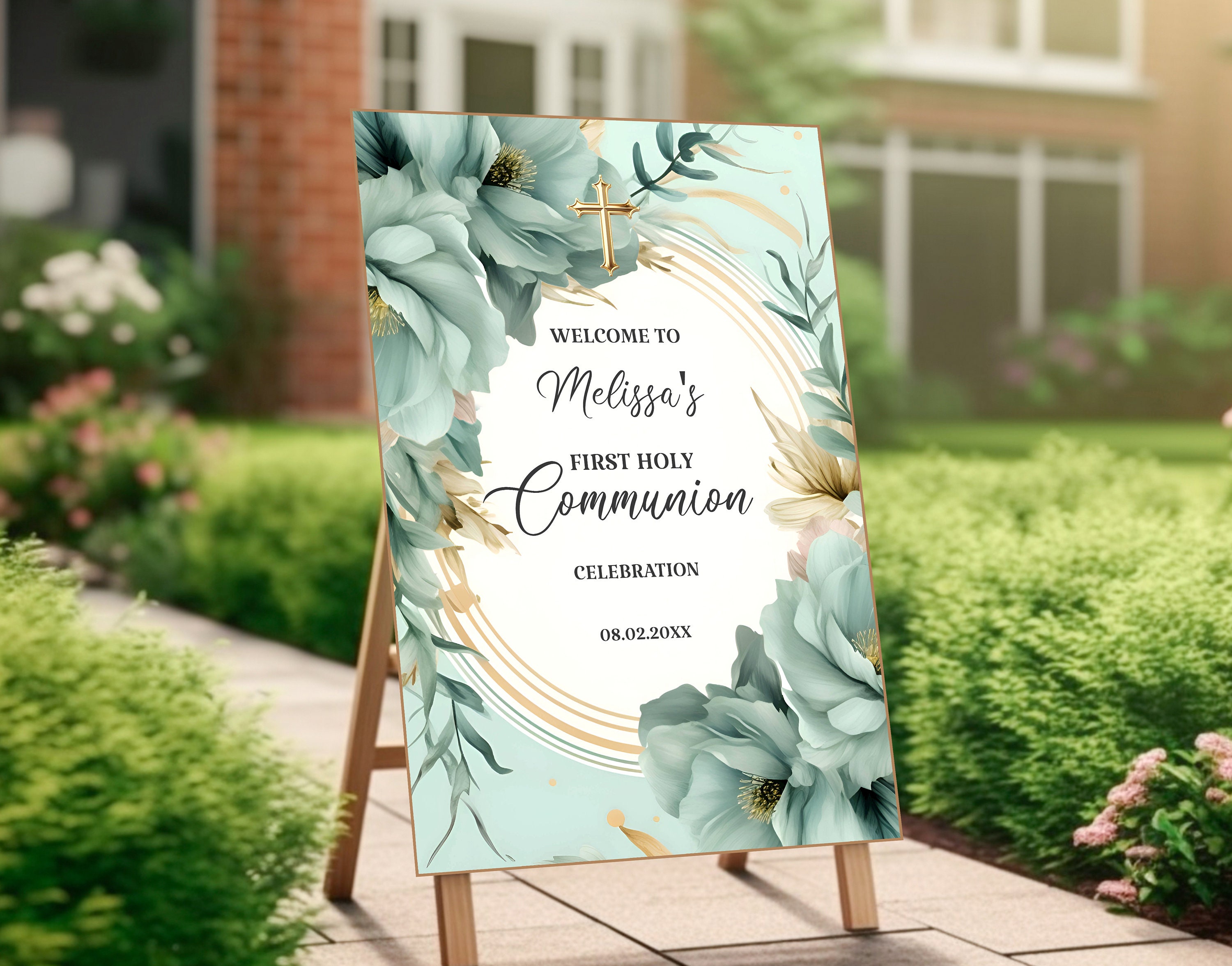 First Holy Communion Welcome Sign Template, Boy First Communion Welcome ...