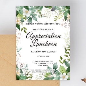 Appreciation Luncheon Invitation Template, Grateful Teacher Invitation ...