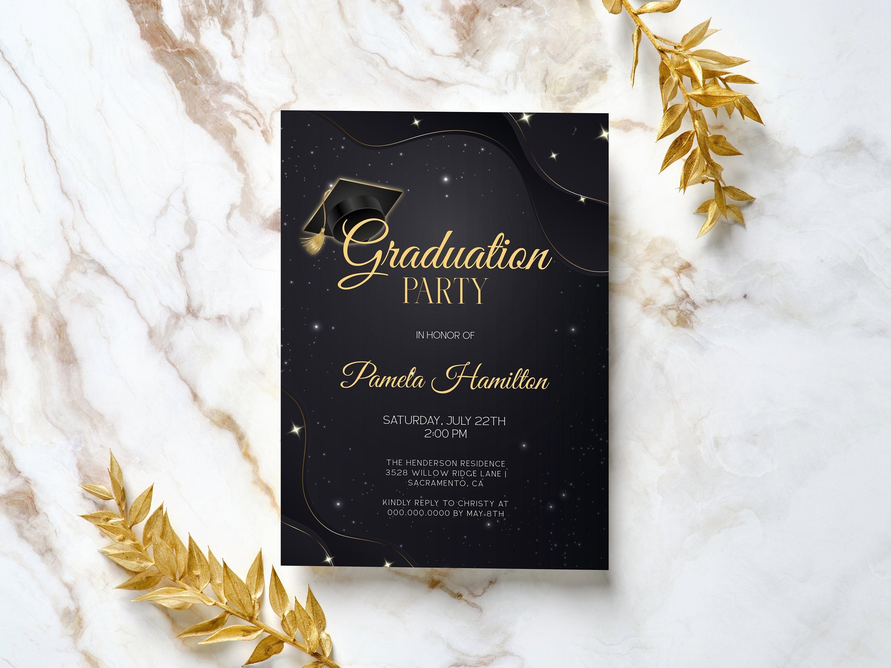 Graduation Party Invitation Template, Graduation Save the Date Card ...
