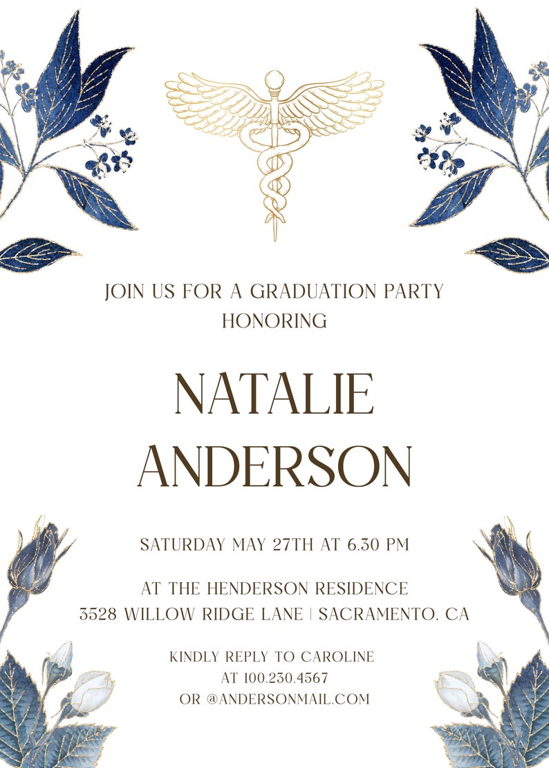 Medical Graduation Invitation, Nursing School Invitation Party Card ...