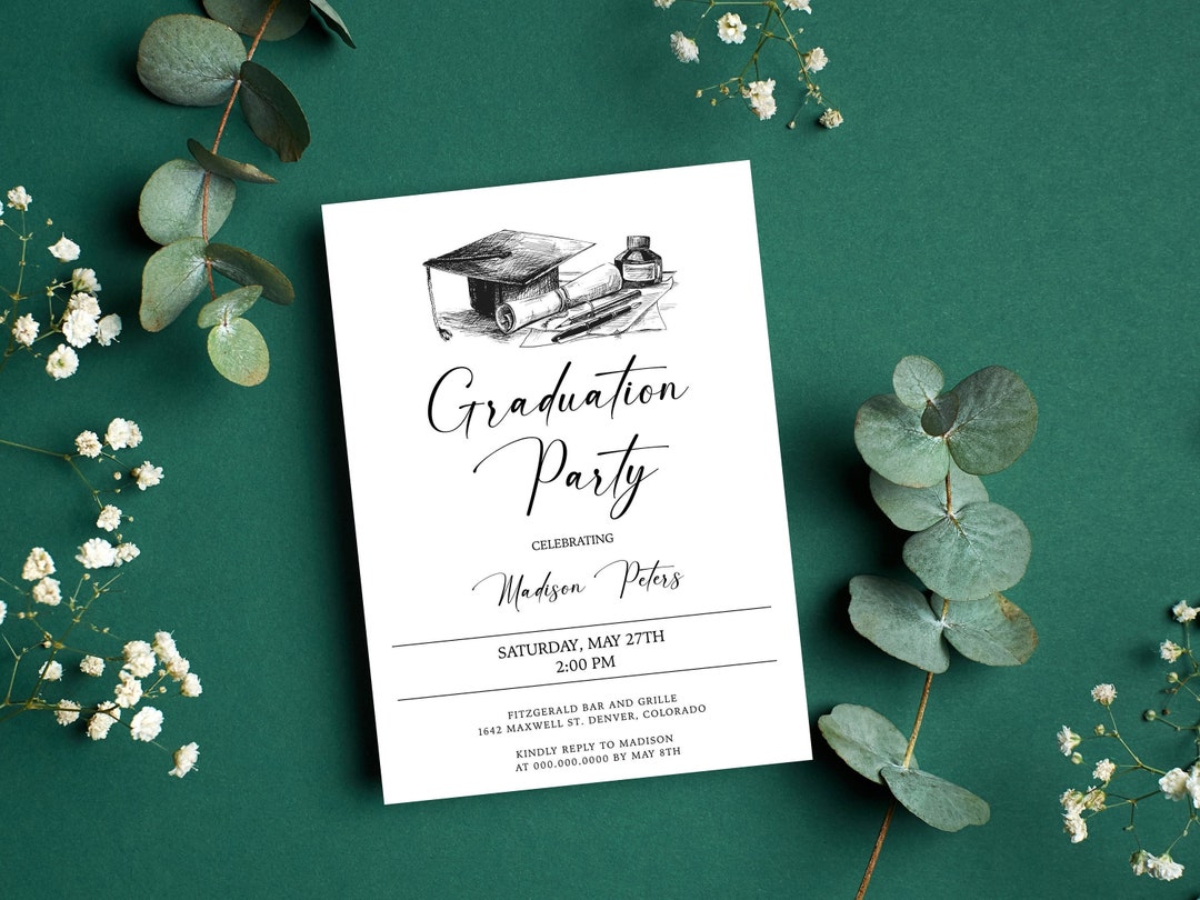 Graduation Party Invitation Template, Graduation Save the Date Card ...