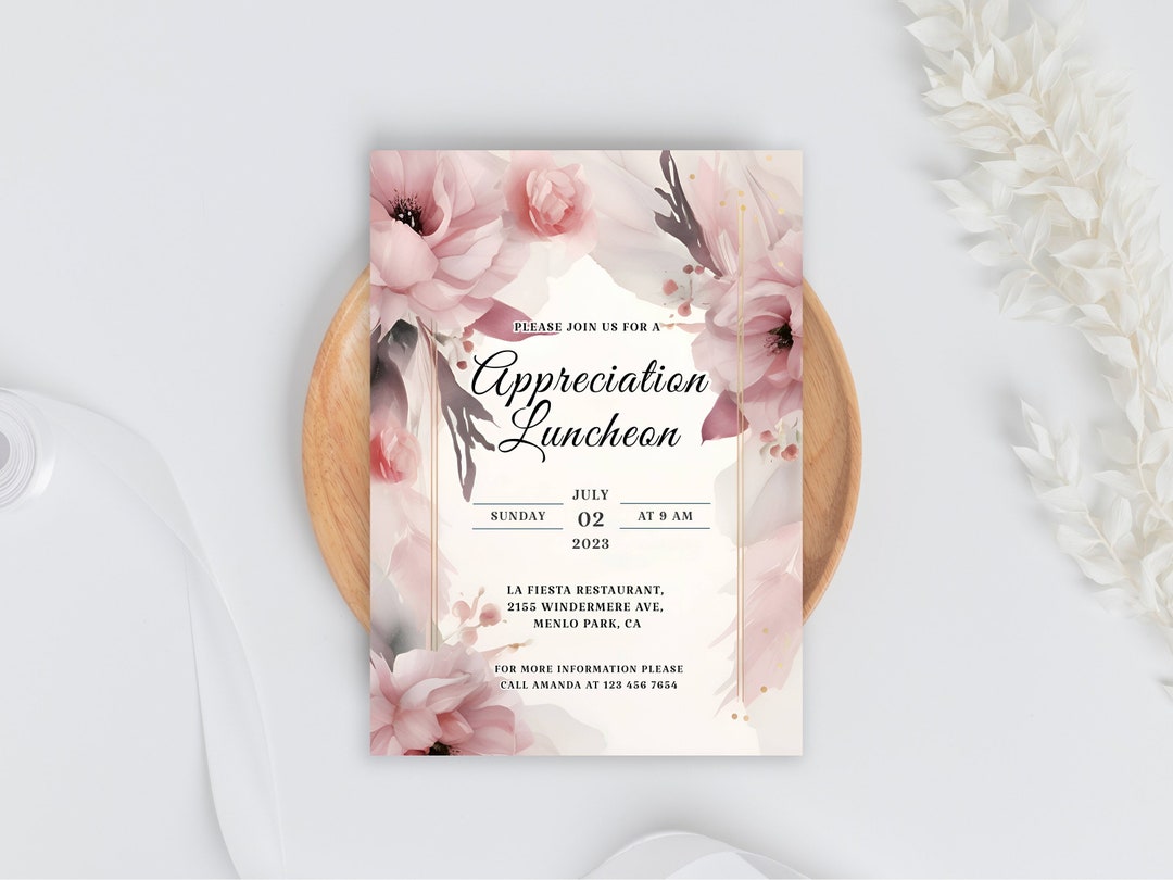 Appreciation Luncheon Invitation Template, Grateful Teacher Invitation ...