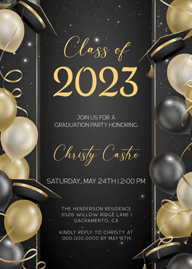 Class of 2023 Graduation Party Invitation Template, Graduation Save the ...
