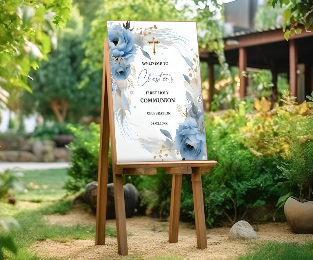 First Holy Communion Welcome Sign Template, Boy First Communion Welcome ...
