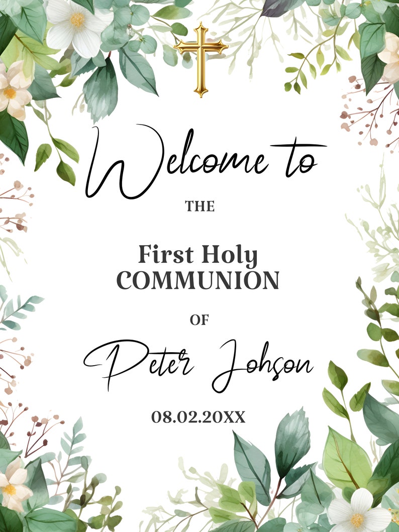 First Holy Communion Welcome Sign Template Boy First - Etsy