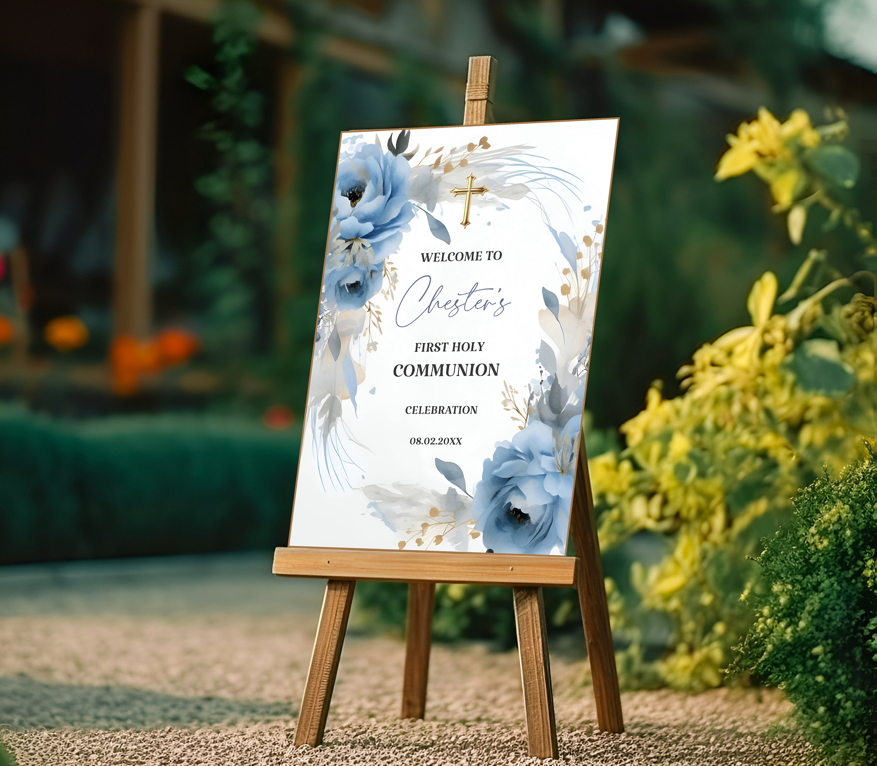 First Holy Communion Welcome Sign Template, Boy First Communion Welcome ...