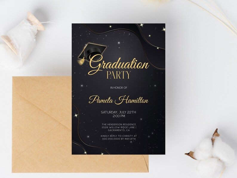 Graduation Party Invitation Template, Graduation Save the Date Card ...
