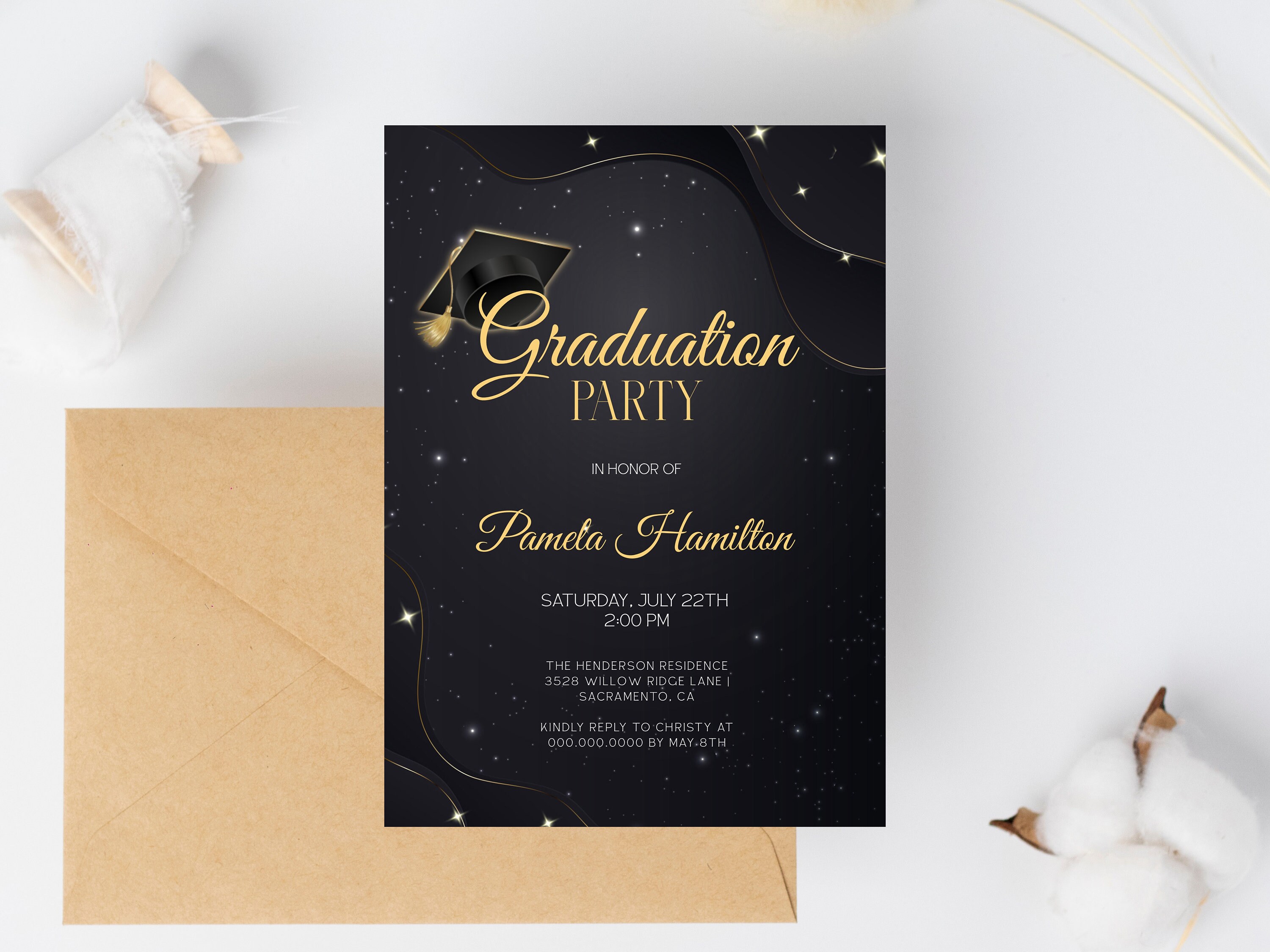 Graduation Party Invitation Template, Graduation Save the Date Card ...