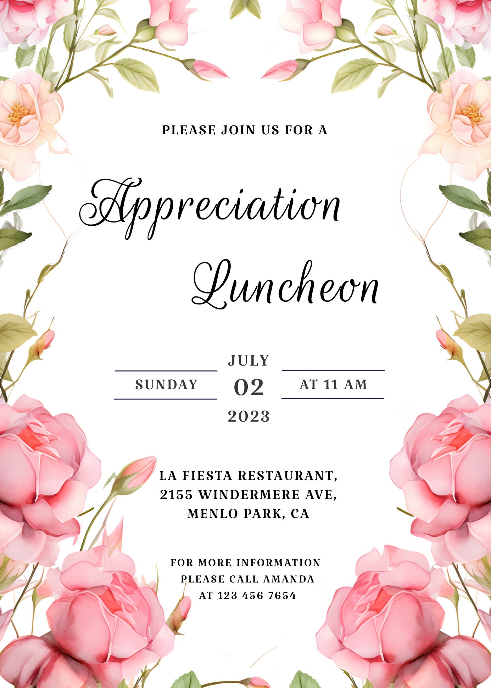 Appreciation Luncheon Invitation Template, Grateful Teacher Invitation ...