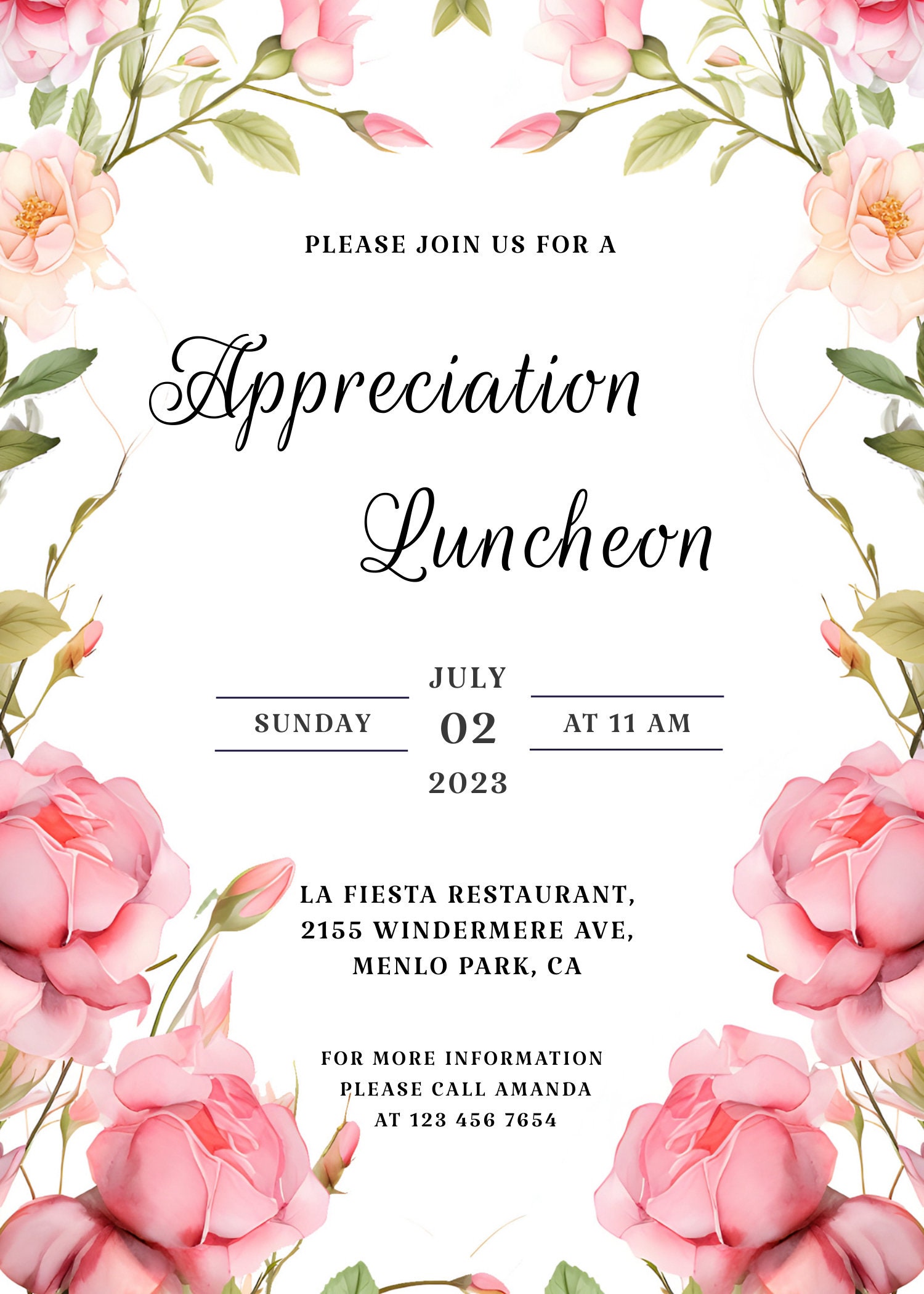 Appreciation Luncheon Invitation Template, Grateful Teacher Invitation ...
