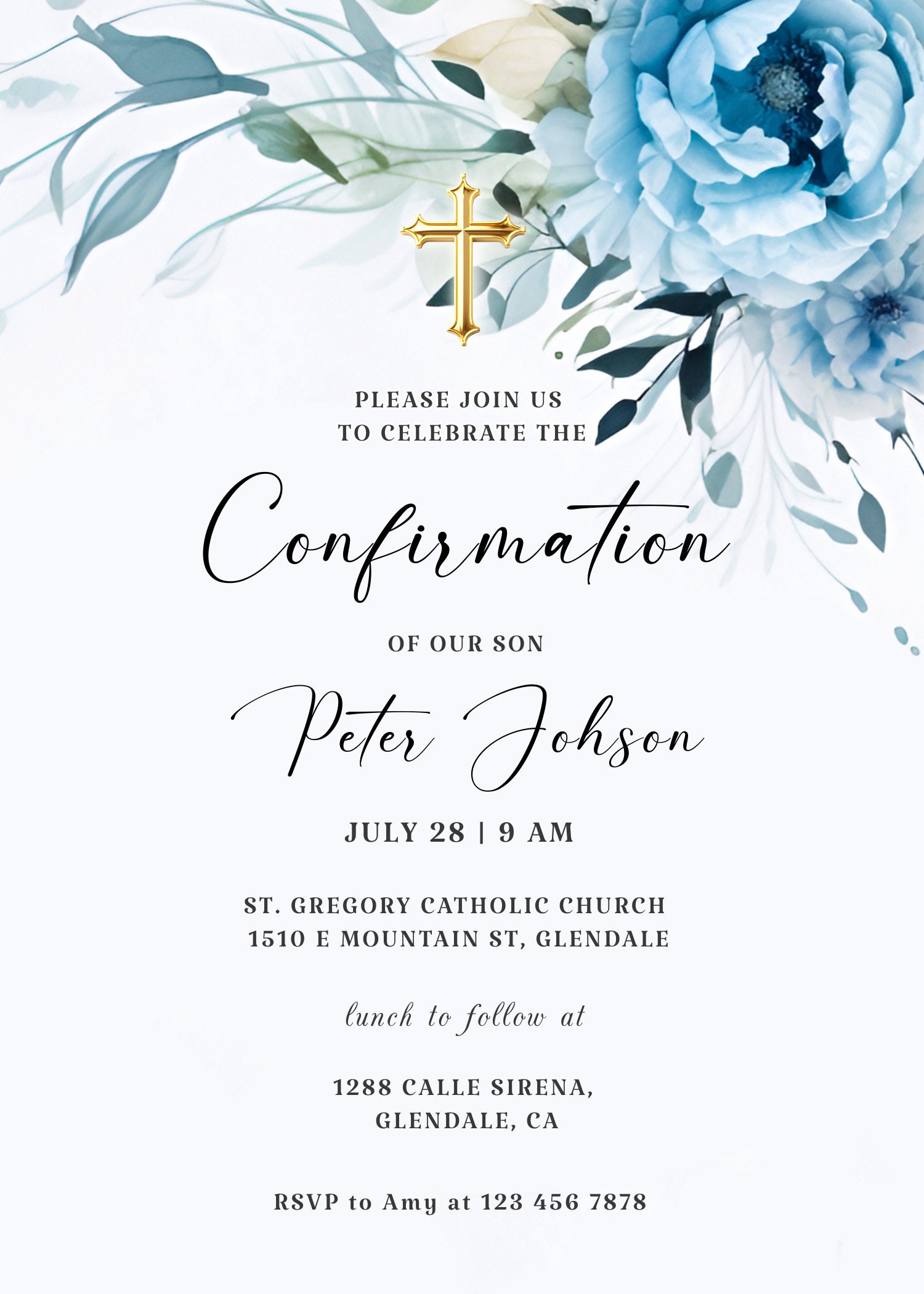 Plantilla de invitación de confirmación de niño, invitación de ...