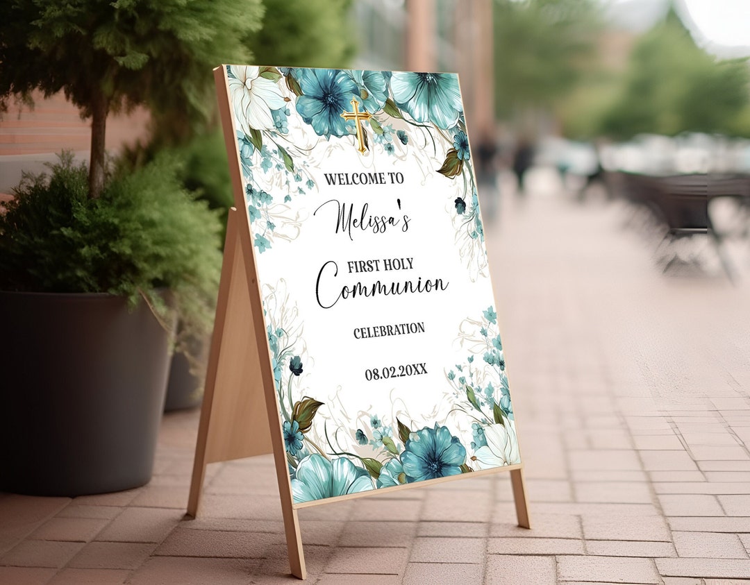 First Holy Communion Welcome Sign Template, Boy First Communion Welcome ...