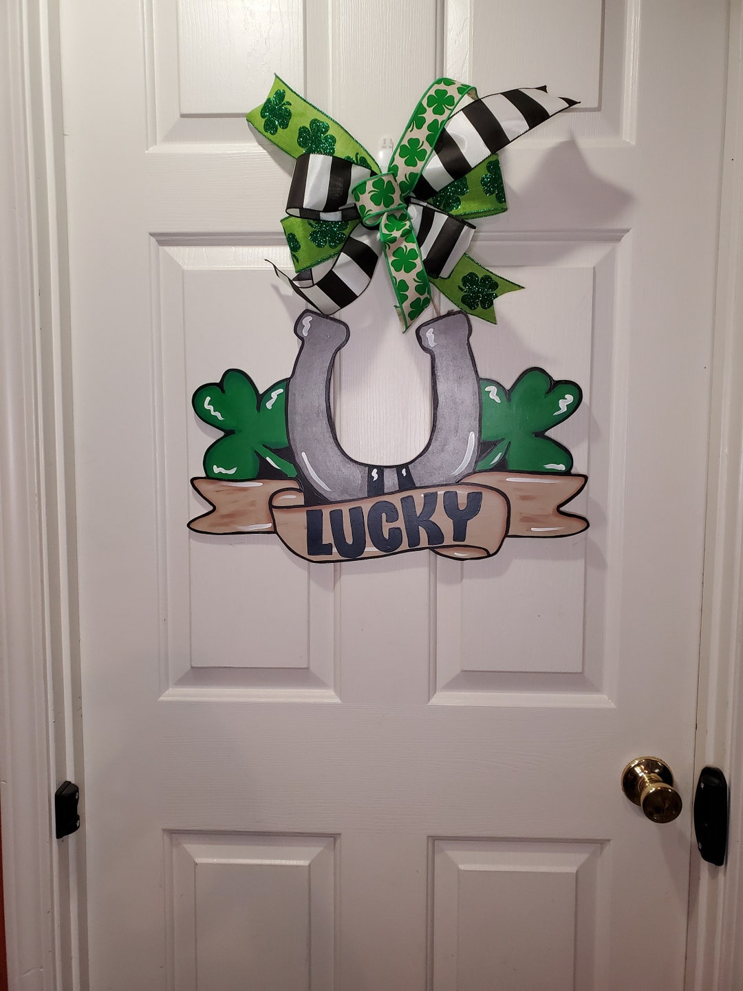 Lucky Horseshoe St. Patricks Day Door Hanger, Horseshoe Door Hanger ...