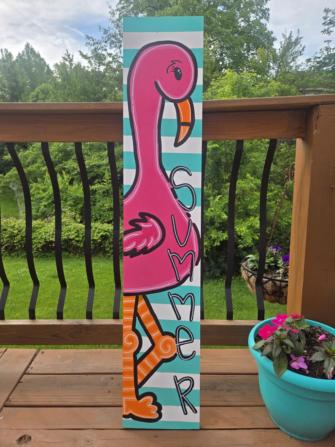 Flamingo Summer Porch Leaner, Flamingo Porch Sign, Summer Porch Sign ...