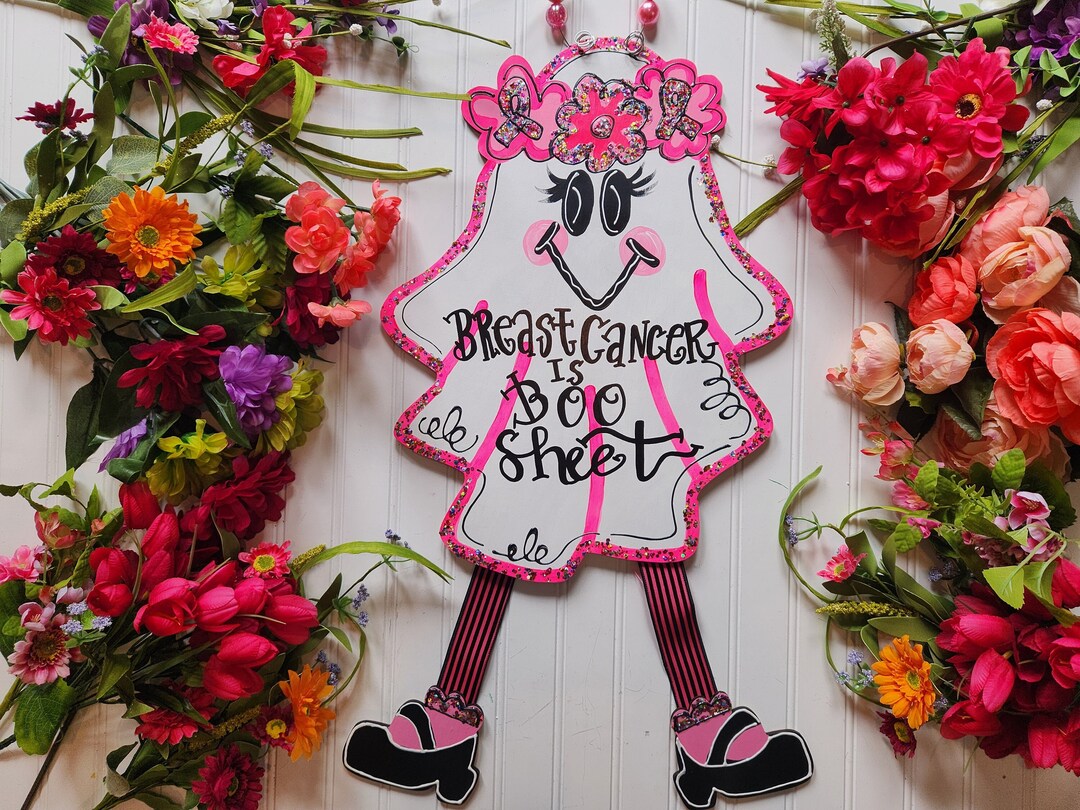 Breast Cancer Ghost Door Hanger, Awareness Door Hanger, Halloween Door ...