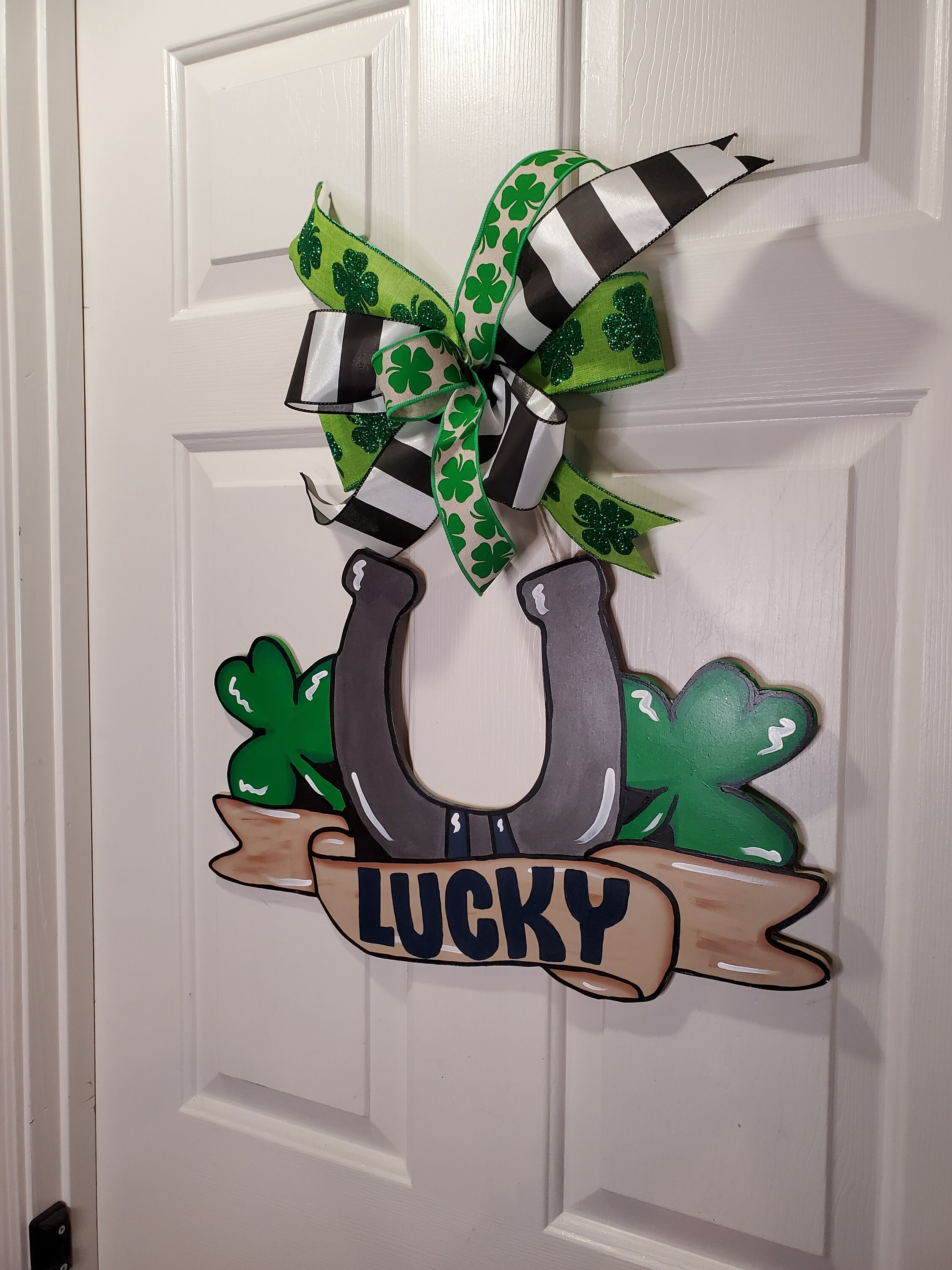 Lucky Horseshoe St. Patricks Day Door Hanger, Horseshoe Door Hanger ...