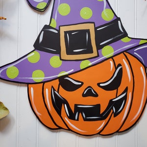 Halloween Scary Pumpkin Door Hanger, Witch Pumpkin Door Hanger, Fall ...