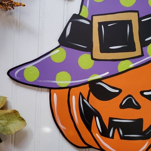 Halloween Scary Pumpkin Door Hanger, Witch Pumpkin Door Hanger, Fall ...