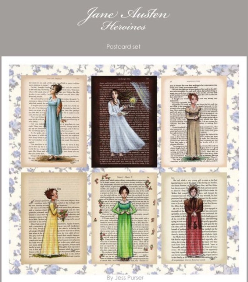 Jane Austen Art Postcards -portraits for Bookworms - Austen Heroines ...