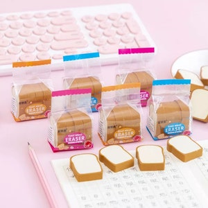 4pcs Set Toast Bread Erasers, Mini Pencil Erasers, Cute Bread Shape ...