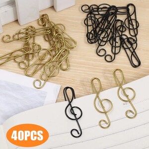 40pcs Music Note Shape Paper Clip, Metal Clip, Bookmark, Binding Clip ...
