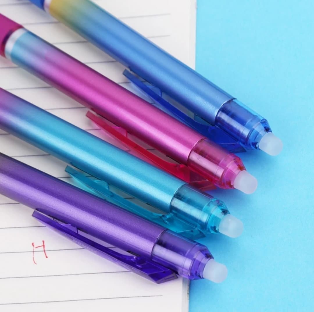 4pcs Rainbow Color Erasable Ballpoint Pens, 0.5 Mm, Black/blue Ink Pen ...