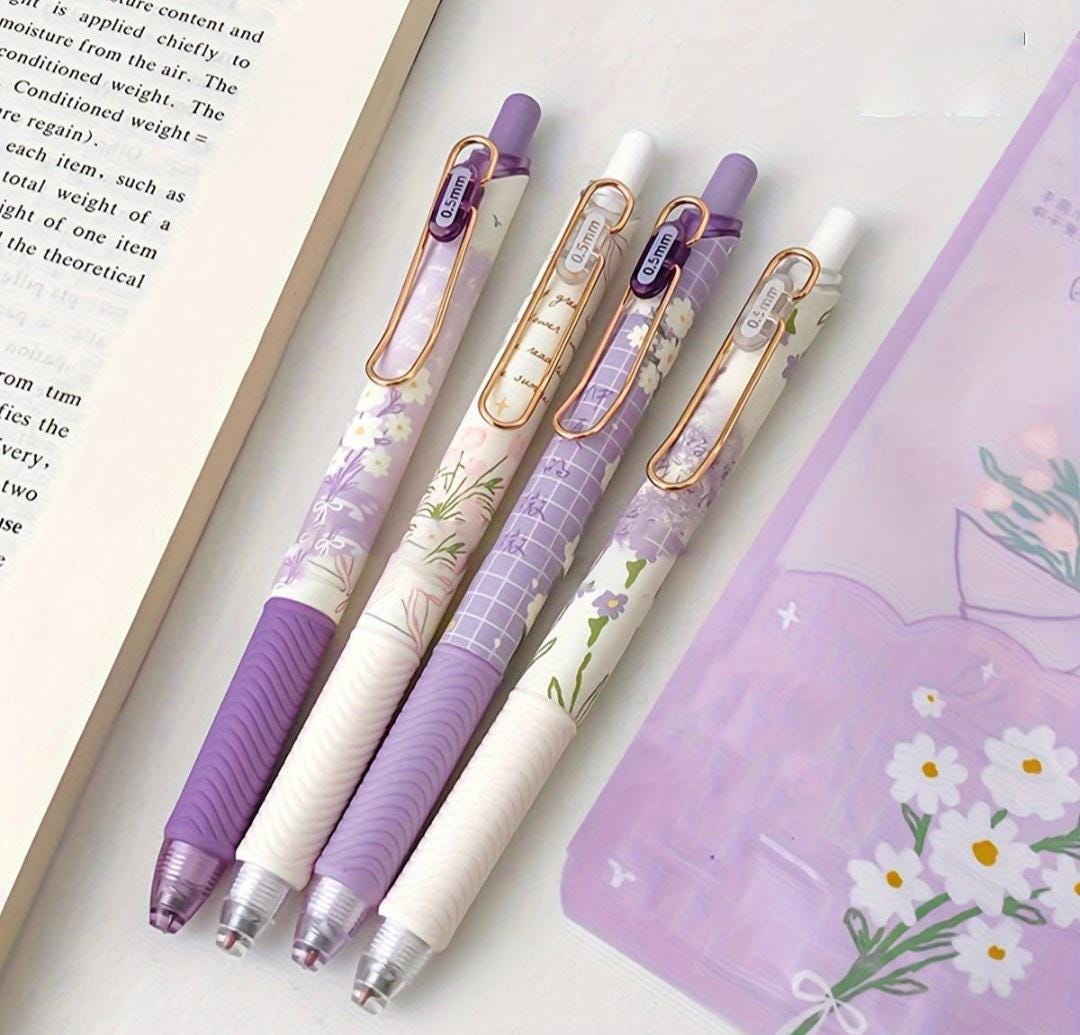 4pcs Little Daisy Gel Pen, Pretty Flower Pen, 0.5mm Black Ink Pen ...