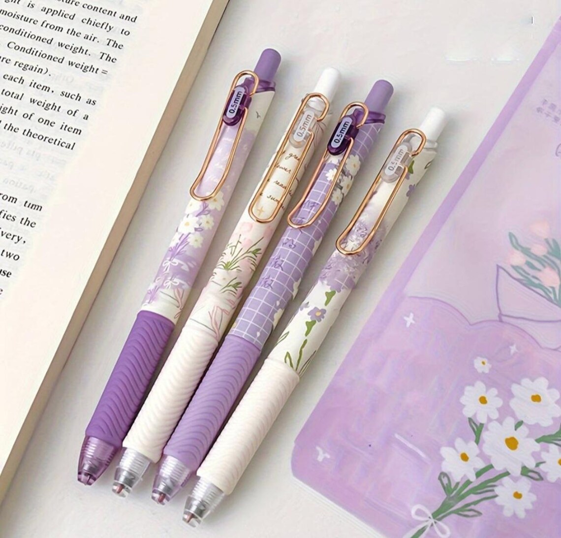 4pcs Little Daisy Gel Pen, Pretty Flower Pen, 0.5mm Black Ink Pen ...