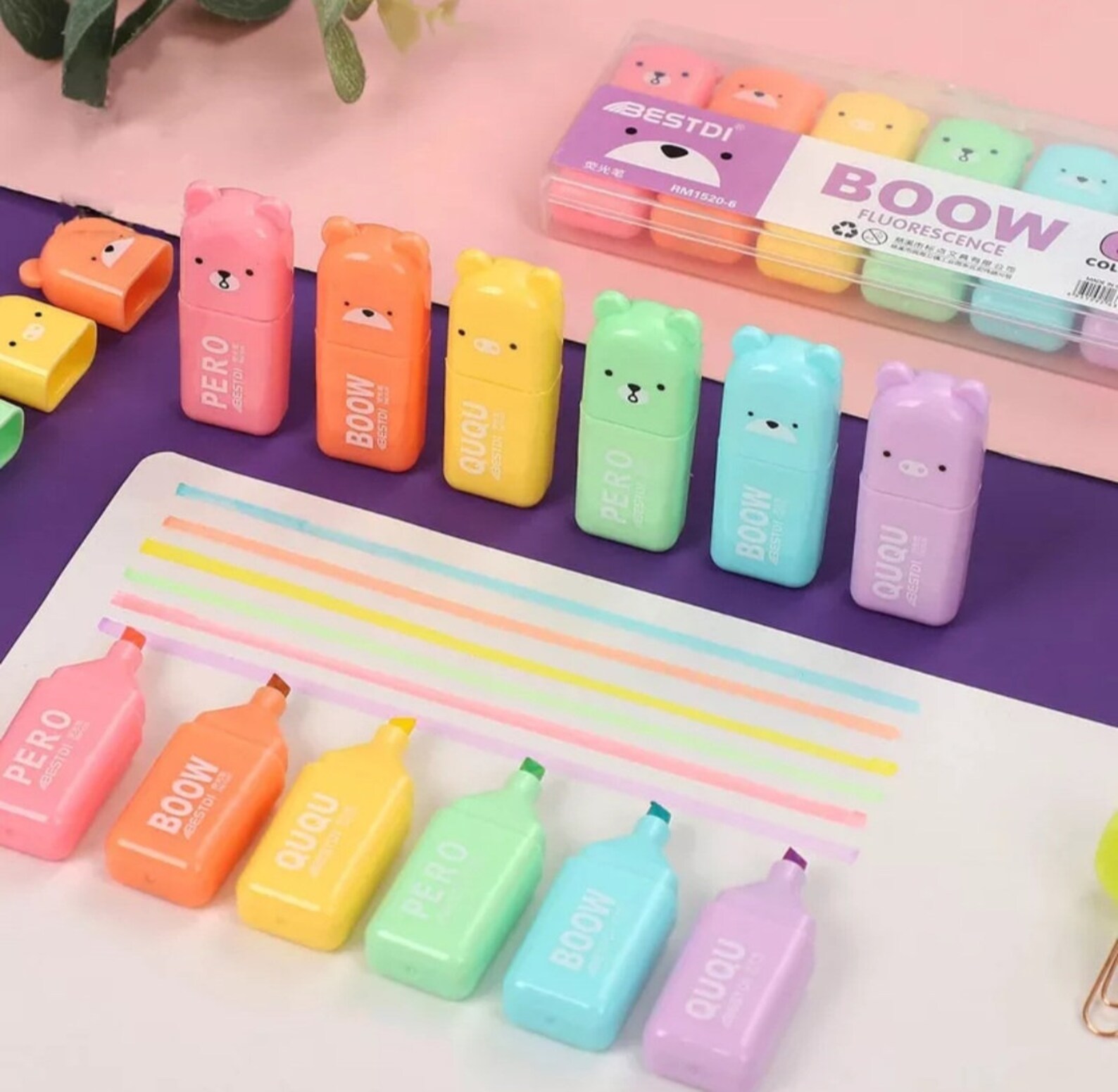 Cartoon Mini Bear Highlighter Markers Marker Pen Office - Etsy