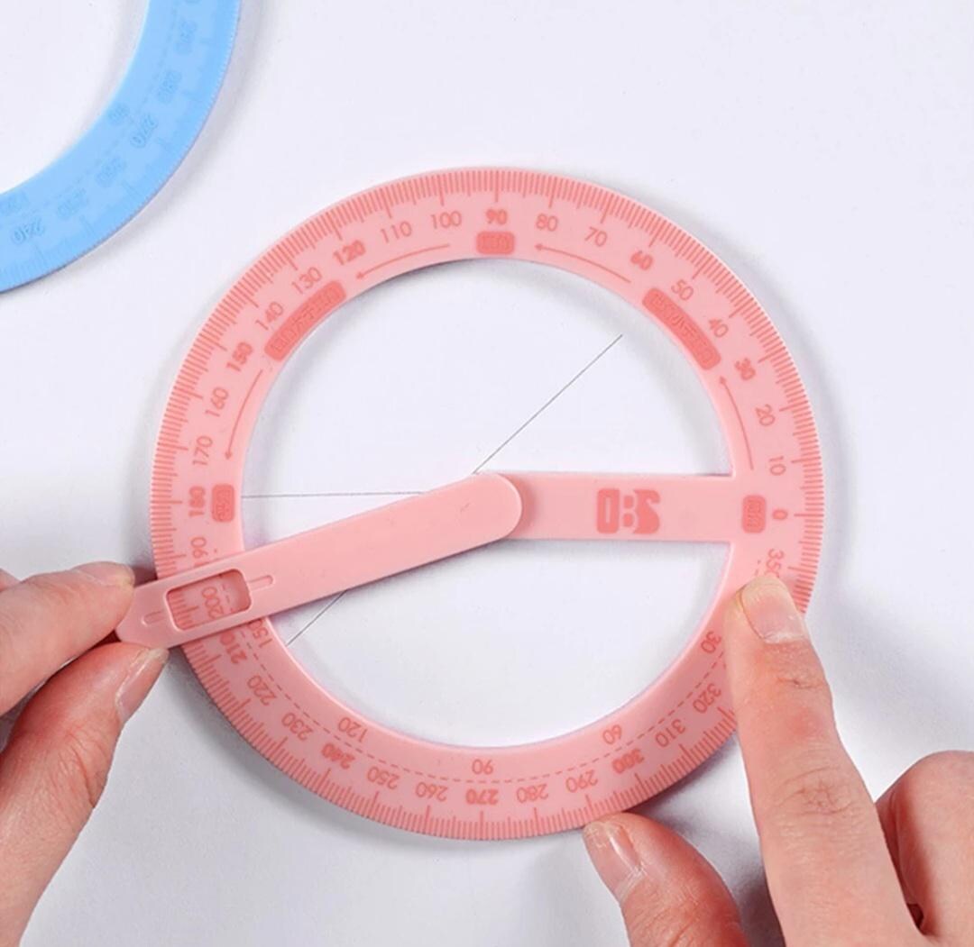 360 Degree Pointed Protractor, Angle Reader, Pink, Blue Color Angle ...