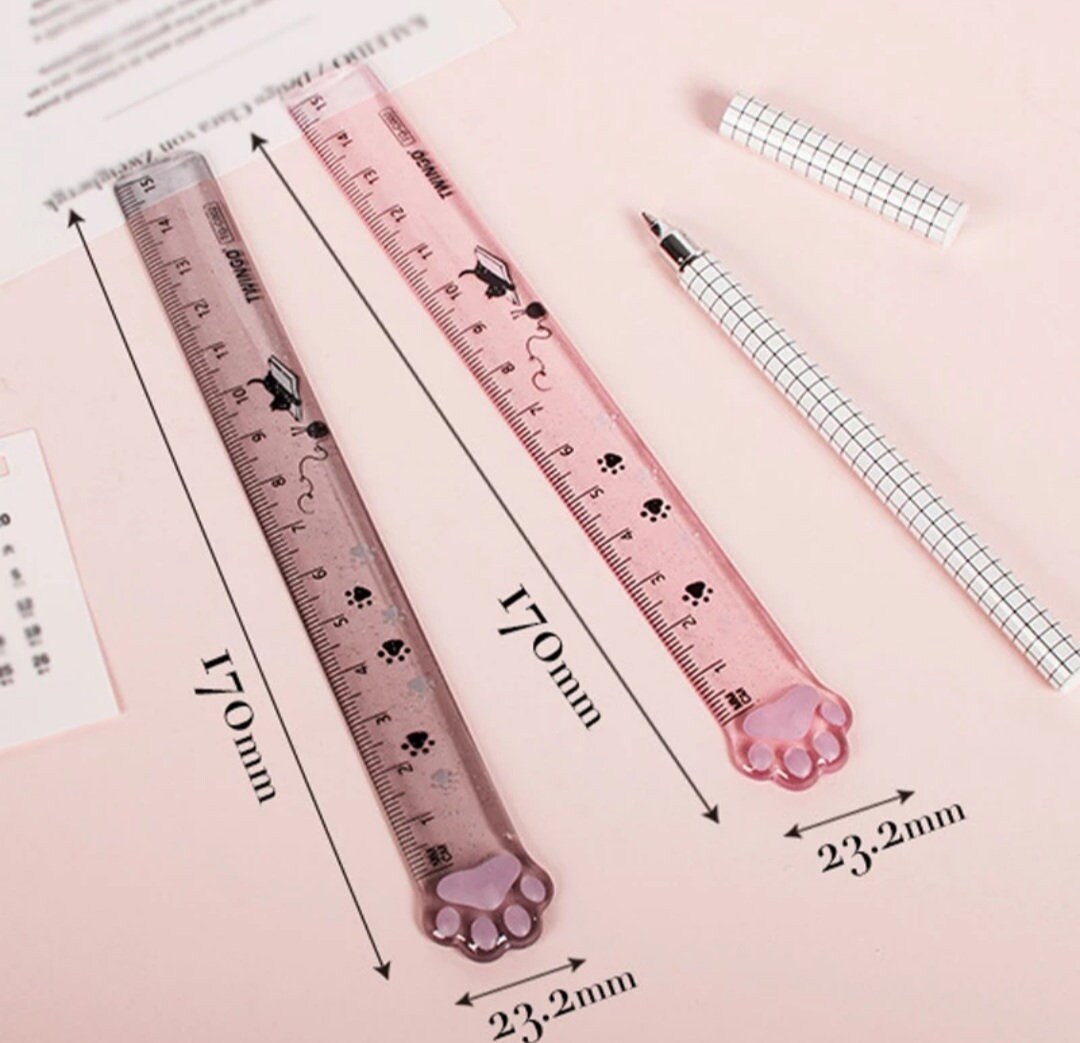 1pc Cute Cat Paw 15 Cm Straight Ruler, Student Drawing Plastic Ruler ...