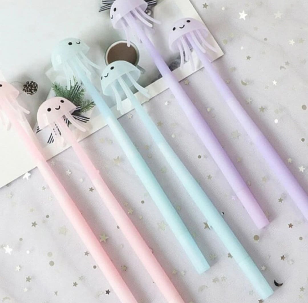 1pc Cute Jellyfish Gel Pen, Silicone Gel Pen, Blue, Pink, Purple Color ...
