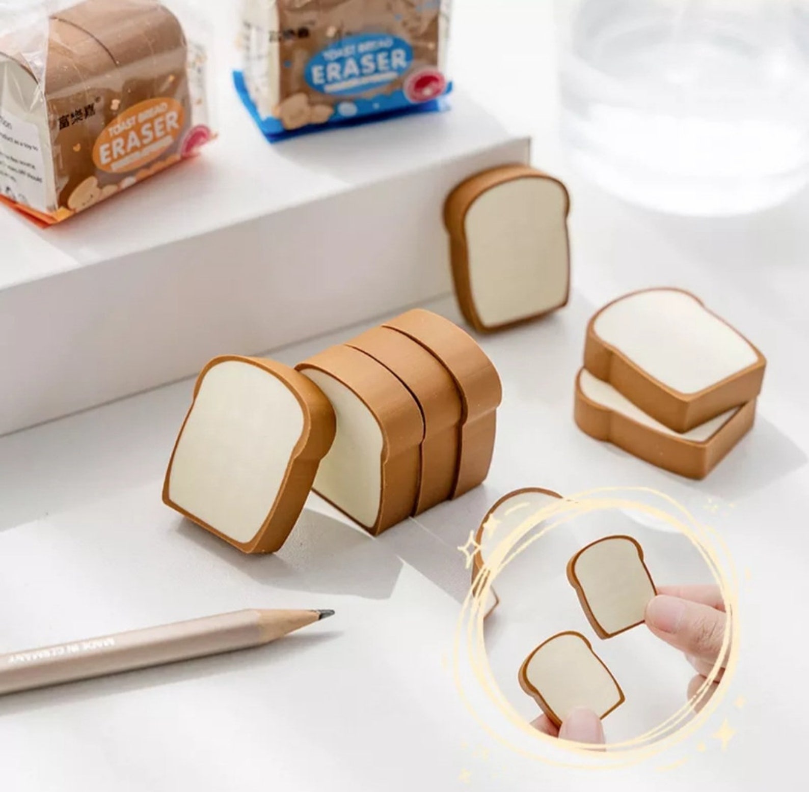 4pcs Set Toast Bread Erasers Mini Pencil Erasers Cute Bread - Etsy