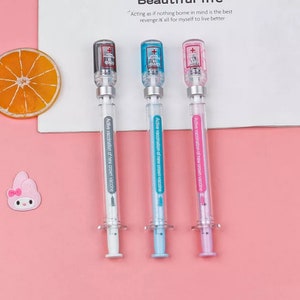 3pcs Creative Syringe Shape Gel Pen, 0.5mm Black Ink Pen, Nurse ...