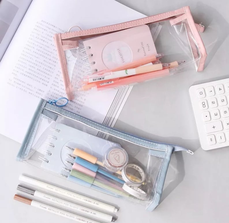 1pc Simple Transparent Pencil Case 7 Colors Large Capacity - Etsy