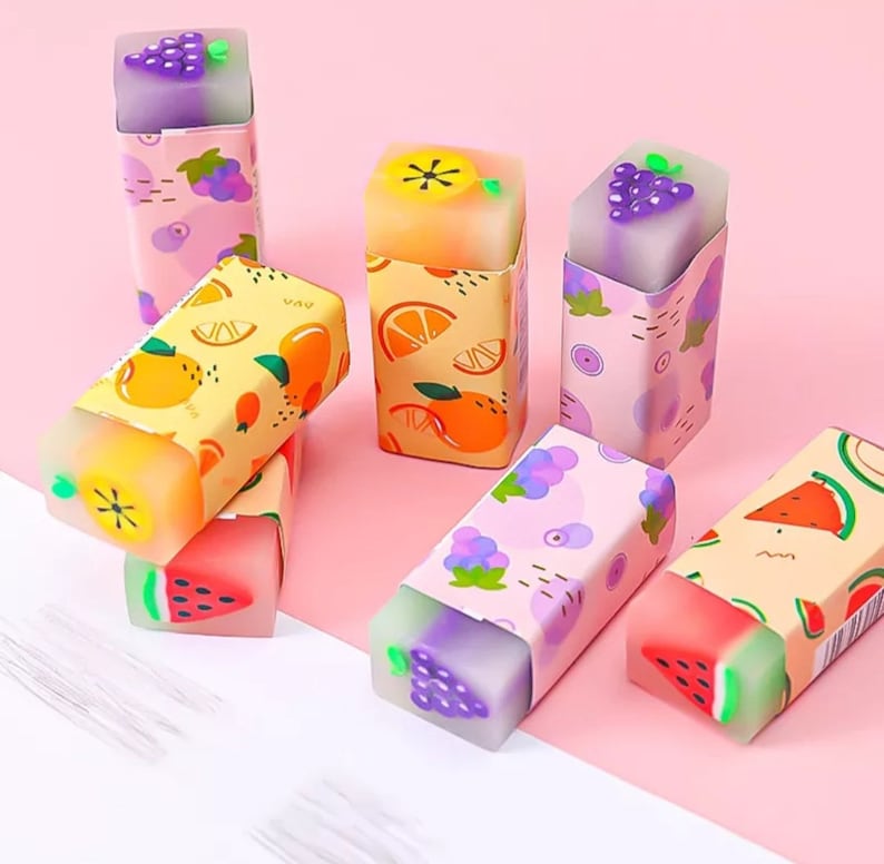 3pcs Creative Fruit Pencil Eraser, Random Eraser, Stationery Supplies ...