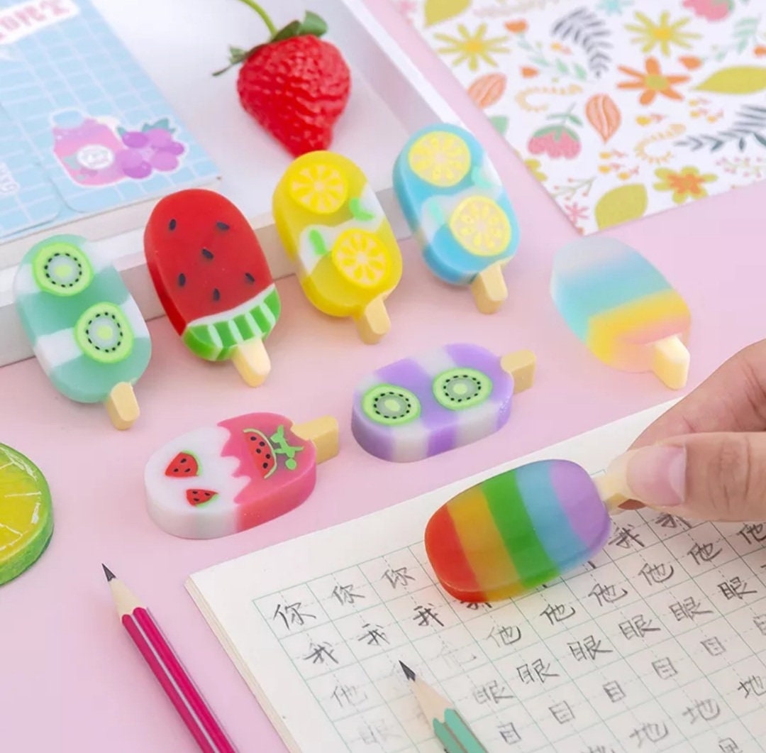 4pcs Summer Ice Cream Eraser, Rubber Eraser, Student Gift, Correction ...