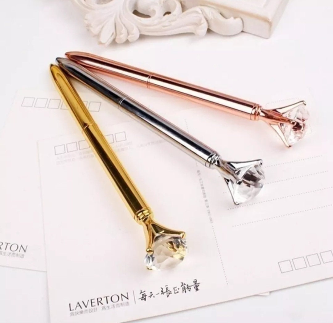1pc Diamond Ballpoint Pen, Writing Pen, Silver, Gold Color Pen, Wedding ...
