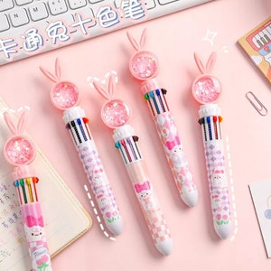 1pc Pink Rabbit Pen, Multi-color Pen, 10 Colors Gel Ink Pen, Cute ...