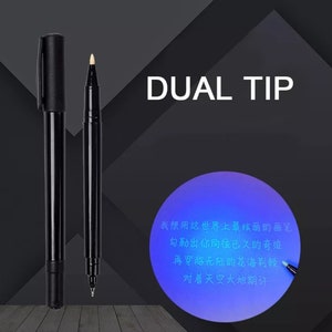 1pc Dual Tip Invisible Fluorescent Pen, 0.5mm/1.0mm Pen, UV Light Pen ...