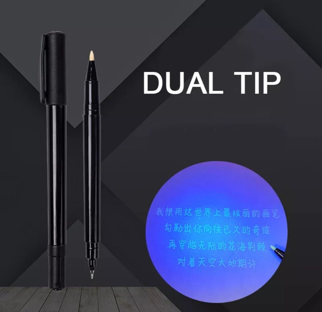 1pc Dual Tip Invisible Fluorescent Pen, 0.5mm/1.0mm Pen, UV Light Pen ...