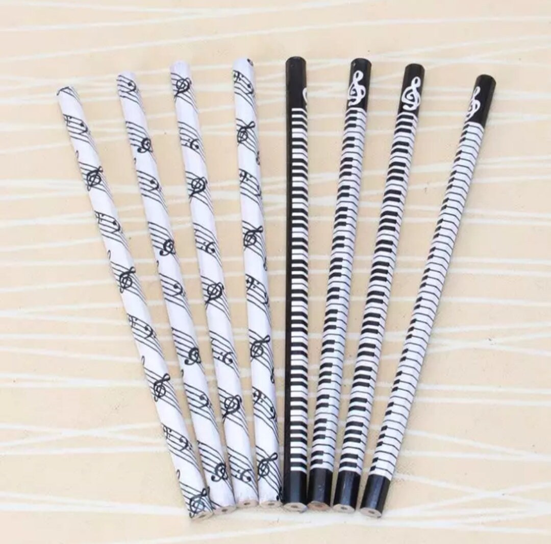 20pc Musical Note Pencil, Cute Black & White Wooden Pencil, Student ...