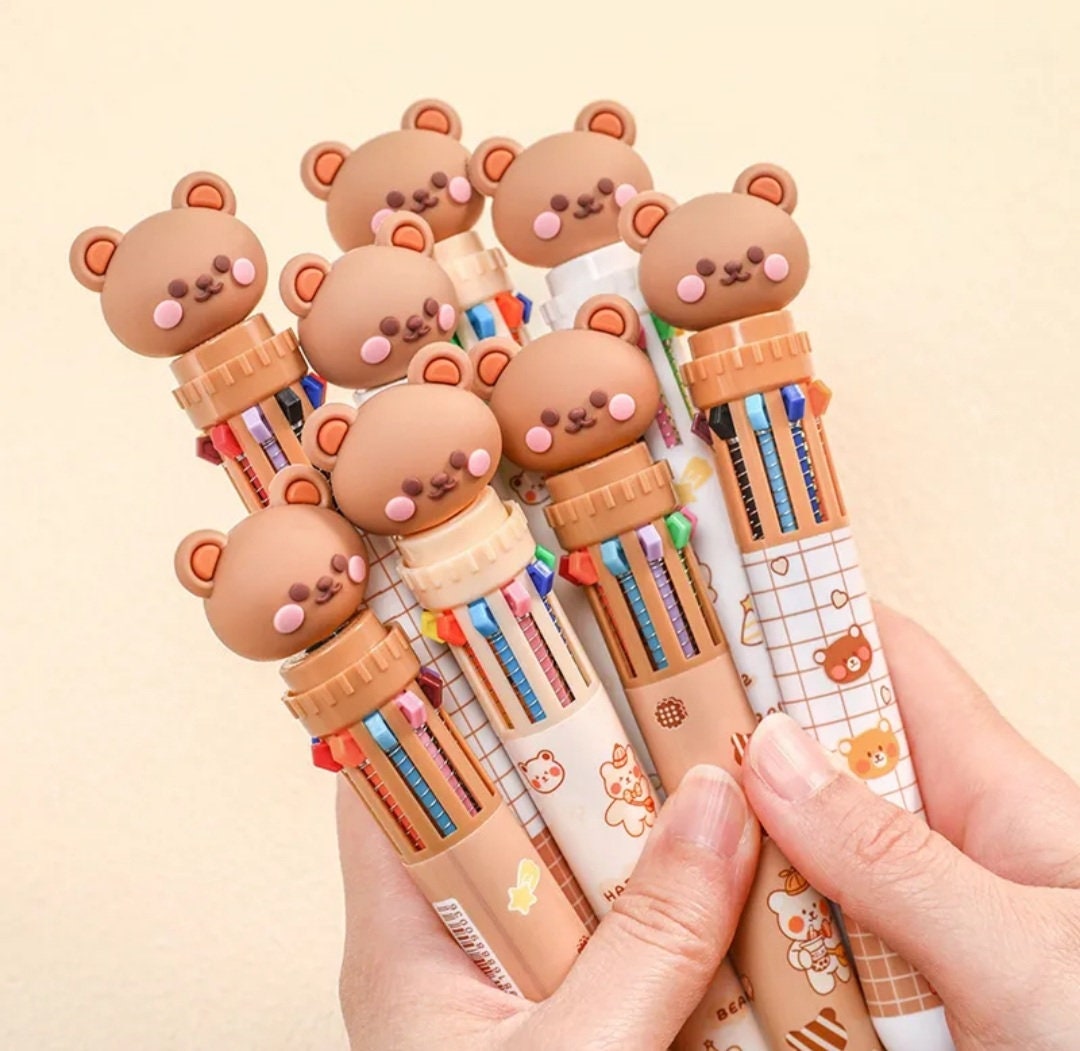 1pc 10colors Cute Bear Ballpoint Pen, Multi-color Ballpoint Pen ...