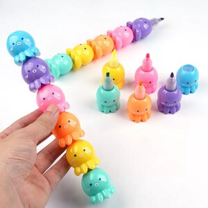 5 in 1 Cute Little Octopus Highlighter, Fluorescent Marker Pen, 5 ...